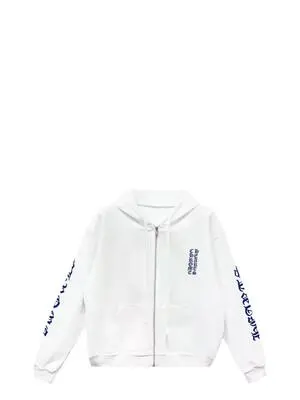 Chrome Hearts Vertical-logo Zip Hoodie - White
