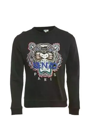 Kenzo Tiger-embroidered Crew-neck Sweatshirt - Black