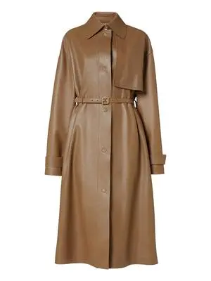 Fendi Leather Trench Coat - Beige