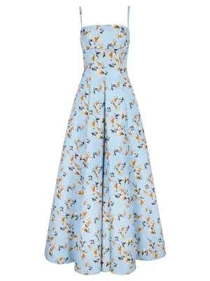 EMILIA WICKSTEAD Oceana Dress In Summer Lillies Taffeta Faille - Blue