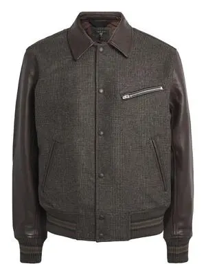 Rag & Bone Wool Leather-trim Bomber Jacket - Brown