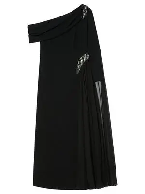 Marina Rinaldi Crepe One-shoulder Maxi Gown - Black