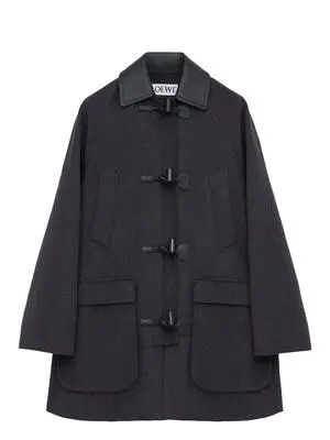 Loewe Wool-cashmere Leather-collar Coat - Black