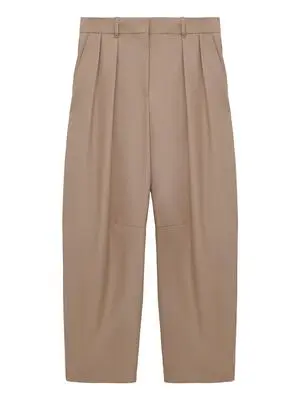 Loewe Wool-blend Barrel Double-pleated Trousers - Beige