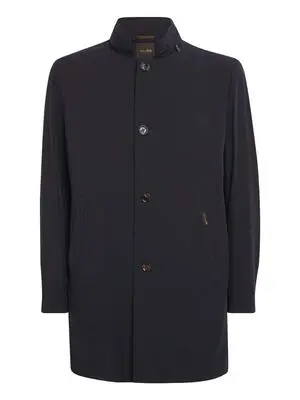 MOORER Water-repellent Hektor-kn Overcoat - Navy