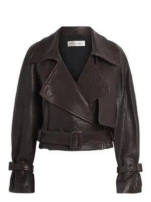 NOUR HAMMOUR Lambskin Cropped Hatti Jacket
