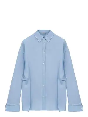 Loewe Wool-silk Draped Shirt - Blue
