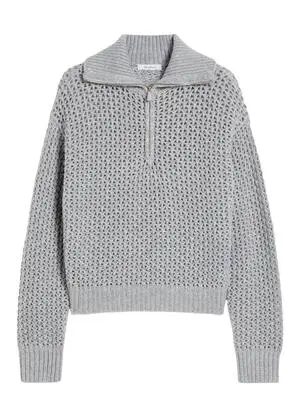 Max Mara Wool-blend Half-zip Sweater - Grey