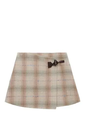 Loewe Wool-blend Checked Mini Skirt - Beige