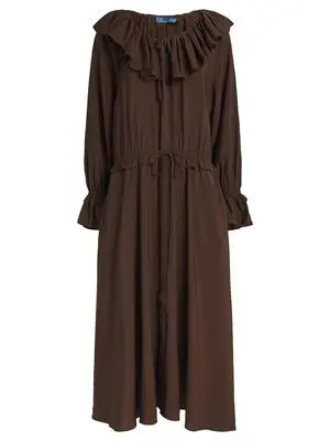 Polo Ralph Lauren Ruffle Midi Dress - Brown
