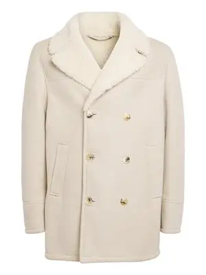 Canali Goatskin Pea Coat - Beige