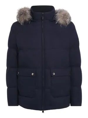 Canali Cashmere Down Puffer Jacket - Navy