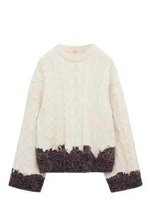 Loewe Cable-knit Contrast Sweater - Beige
