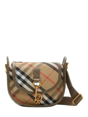 Burberry Mini Check B Clip Messenger Bag - Beige