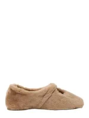Loewe Shearling Ballerina Flats - Brown