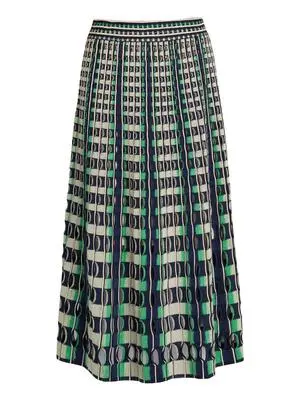 Simkhai Drue Gingham Knit Midi Skirt - Navy