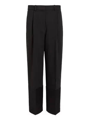 Tory Burch Satin Cuffs Cropped Crepe Trousers - Black