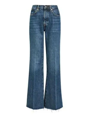 FRAME The Lax Distressed Flared-leg Jeans - Denim