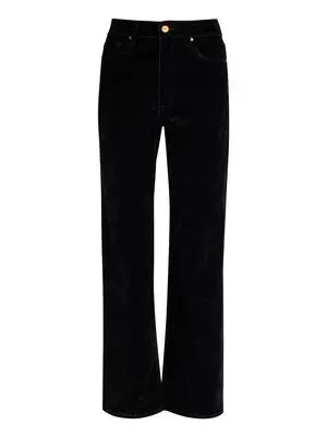 Paige Stevie Straight-leg Velvet Jeans - Black