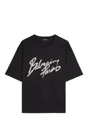 Balmain Logo-print Cotton T-shirt - Black And White