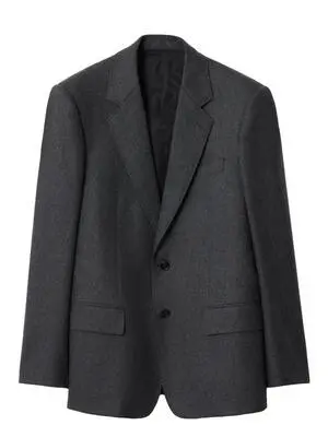 Burberry Wool Flannel Tailored Jacket Brisk Grey