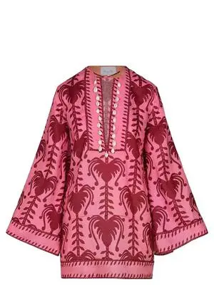 Johanna Ortiz Shell-embellished Printed Tunic Dress - Pink