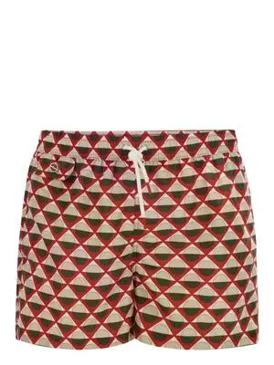 Kiton Geometric-pattern Swim Shorts - Red