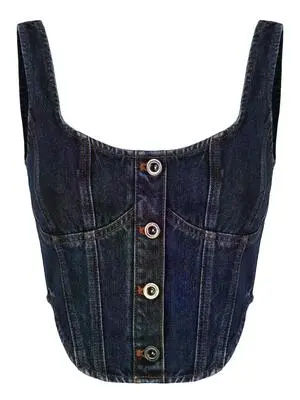 SELF-PORTRAIT Wide Strap Corset Top - Blue