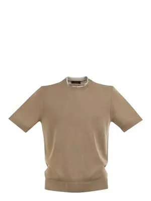 Peserico Ribbed T-shirt - Neutrals