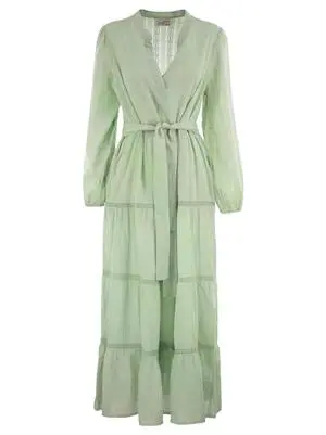 MC2 SAINT BARTH Leyde Long-sleeve Maxi Dress - Green