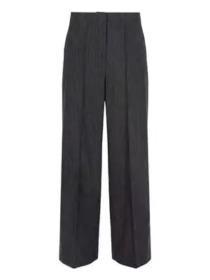 Rag & Bone Pinstripe Wide Leg Trousers - Grey