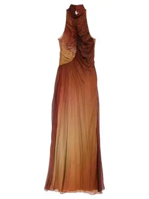 BOTSI Ruched Halterneck Dress - Brown