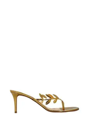 GIANVITO ROSSI Leaf-motif Heeled Mules - Gold
