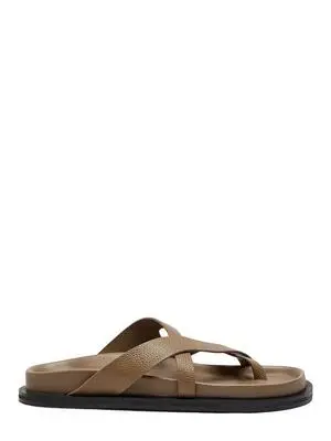 A.emery Claude Grained Leather Sandals Beige