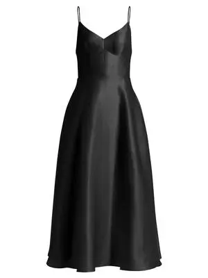 Alberta Ferretti Spaghetti-strap A-line Midi Dress - Black