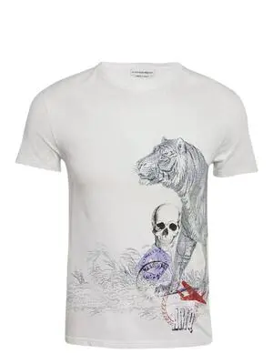 Alexander McQueen Skull Print Jersey T-shirt - White