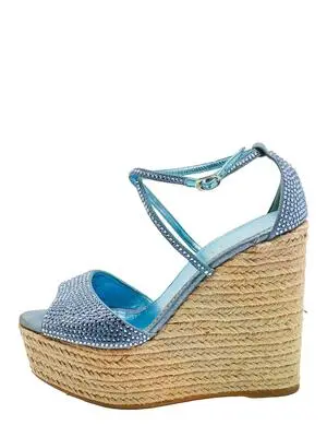 LE SILLA Crystal Embellished Wedge Sandals - Blue