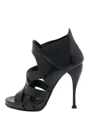 GIUSEPPE ZANOTTI Criss-cross Leather High Heel Sandals - Black