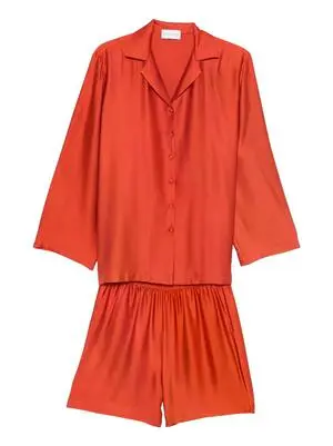 SILKYLICIOUS Silk Shorts Set - Orange