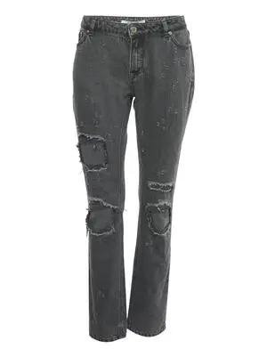 Givenchy Distressed Straight Leg Denim Jeans - Grey