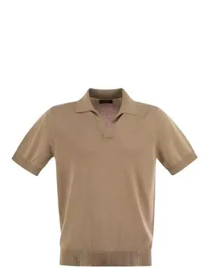Peserico Ribbed Polo Shirt - Neutrals