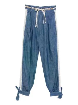Zimmermann Drawstring Trousers With Lace Embellishments - Blue