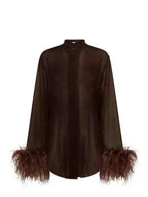 Oseree Lumière Plumage Long-sleeve Shirt - Brown