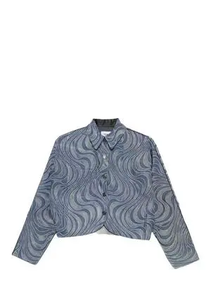 BOTSI Button-up Wave-pattern Jacket - Blue