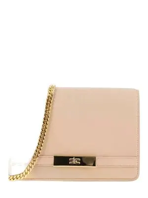 Elisabetta Franchi Logo-plaque Chain Shoulder Bag - Neutrals