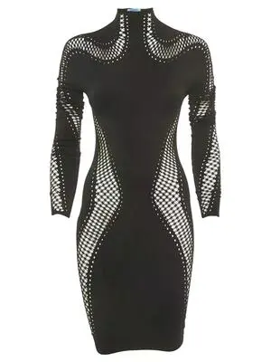 MUGLER Perforated Mini Dress - Black