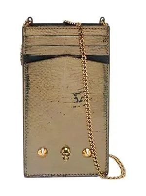 Alexander McQueen Skull Phone Crossbody - Gold