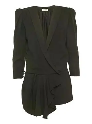 Saint Laurent Draped Playsuit - Black