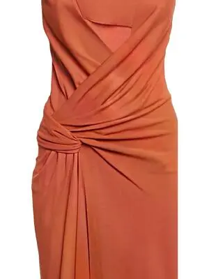 FERRAGAMO V-neck Midi Dress - Orange