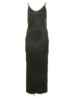 MAISON D'ANGELANN Fringed Sleeveless Midi Dress - Black
